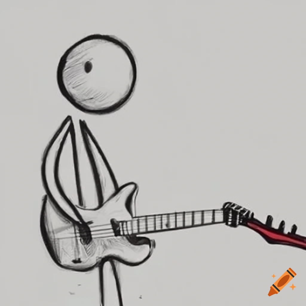 Stickman holding an electric guitar in profile picture on Craiyon