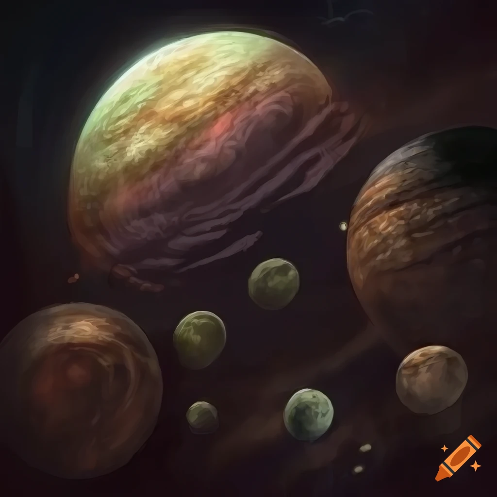 Game concept art of a solar system with eldritch horror and alien ...