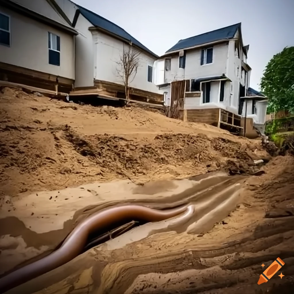 Subdivision under construction with water and sewer lines being ...