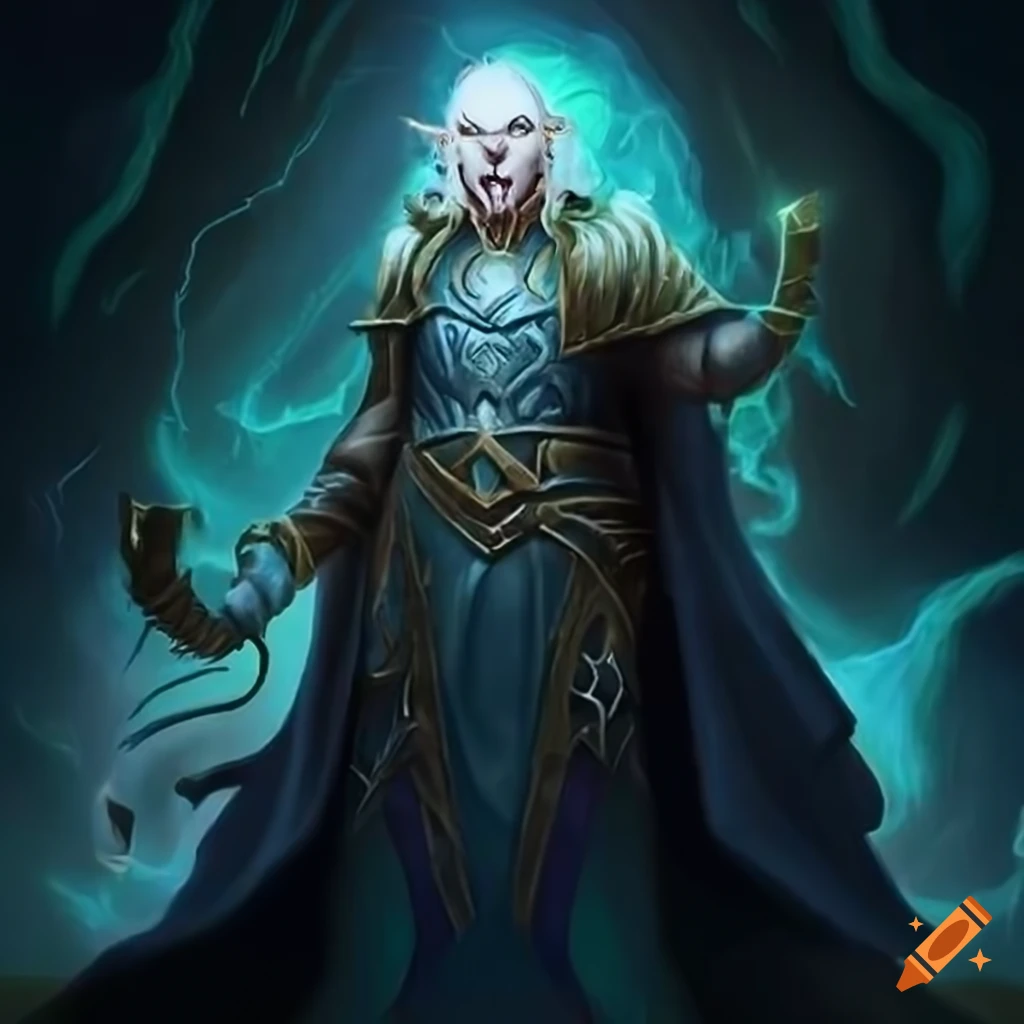 Character depiction of eldrin stormcaller, a half-elf with sharp ...