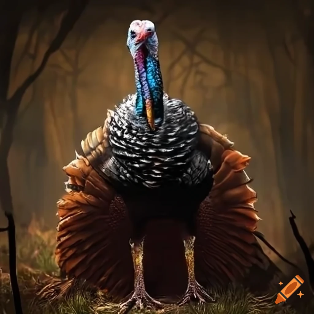 Intimidating turkey in armor on Craiyon