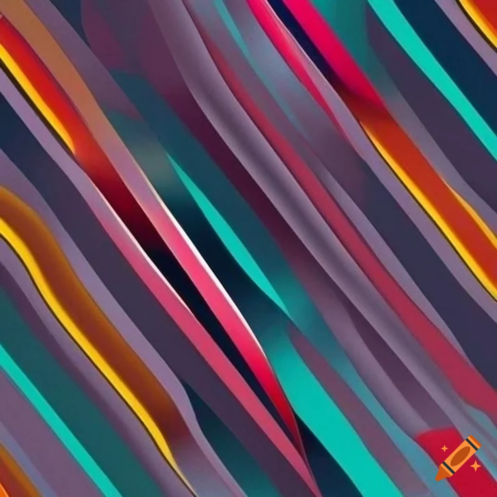 Abstract geometric design with diagonal stripes in various colors on ...