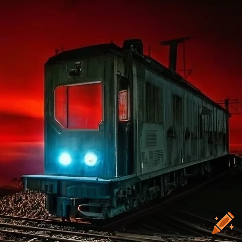 French comic-inspired post-apocalyptic living train art with retro ...