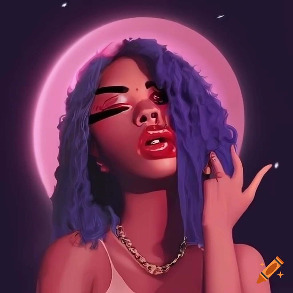 R&b girl aesthetic digital art in abstract style on Craiyon