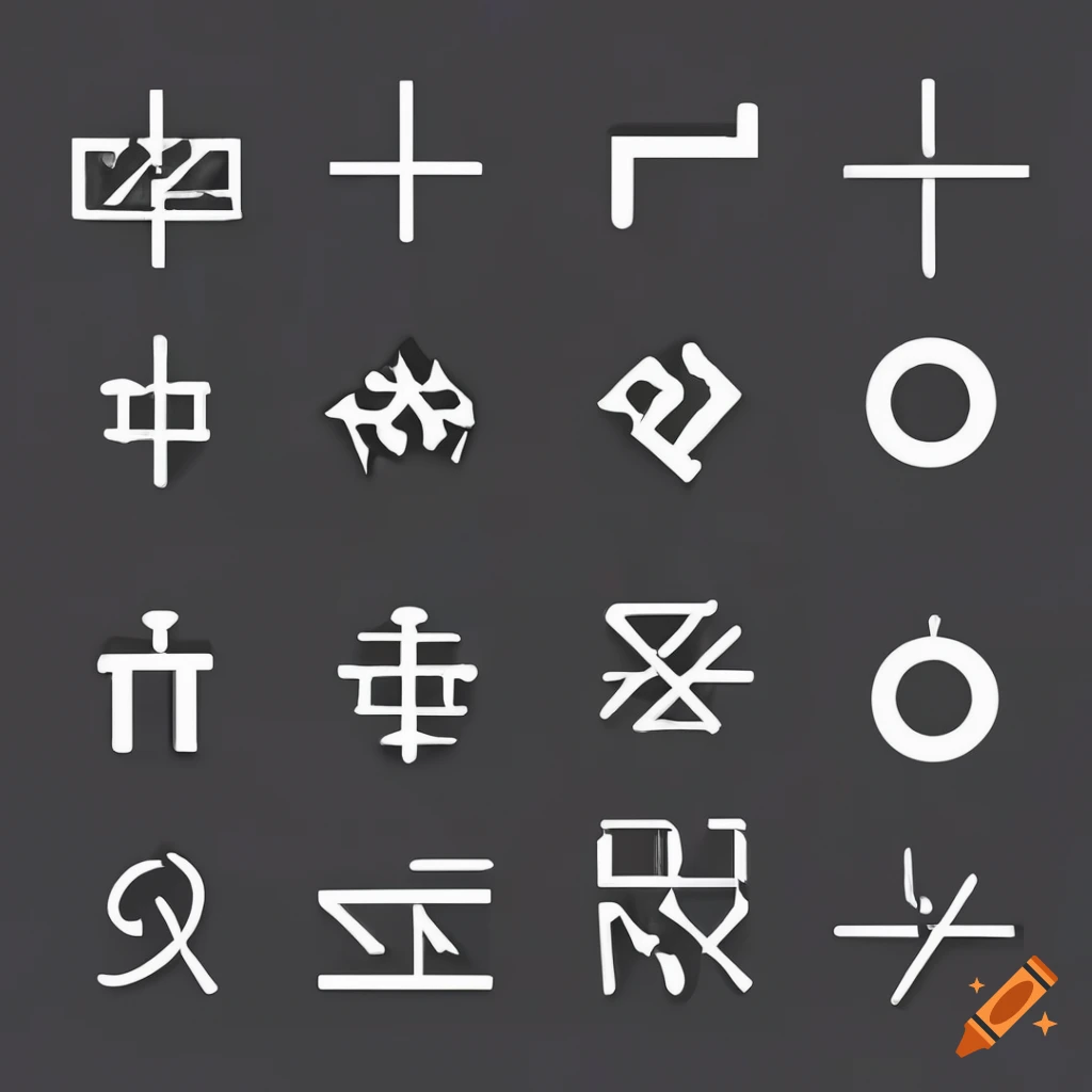 Abstract geometric runic symbols inspired by korean art on Craiyon