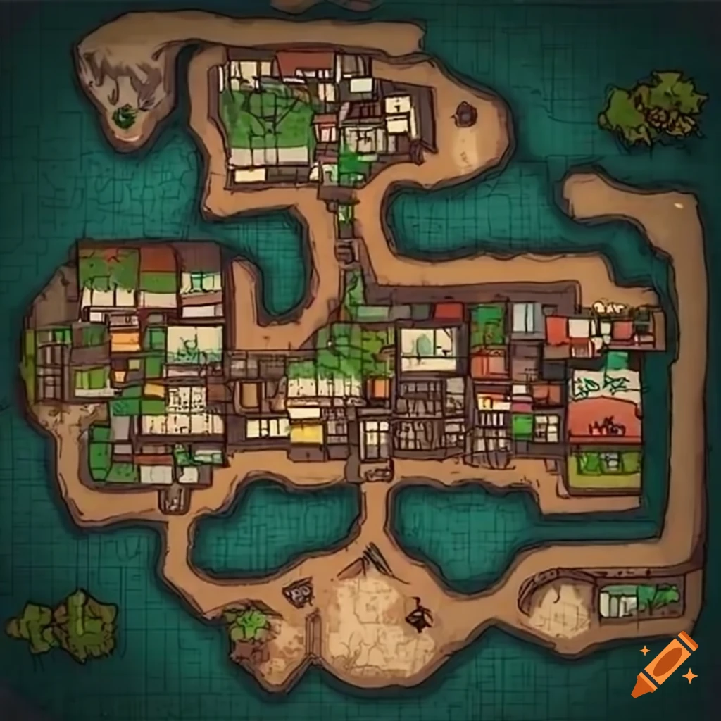 Dnd inspired map of a japanese village from the demon slayer world on ...