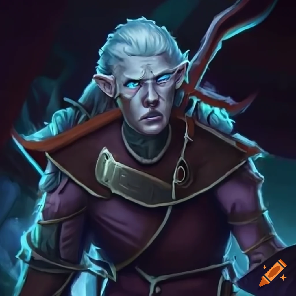Character depiction of eldrin stormcaller, a half-elf with sharp ...