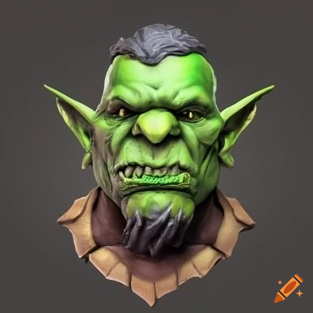 Orc bust with one eye on Craiyon