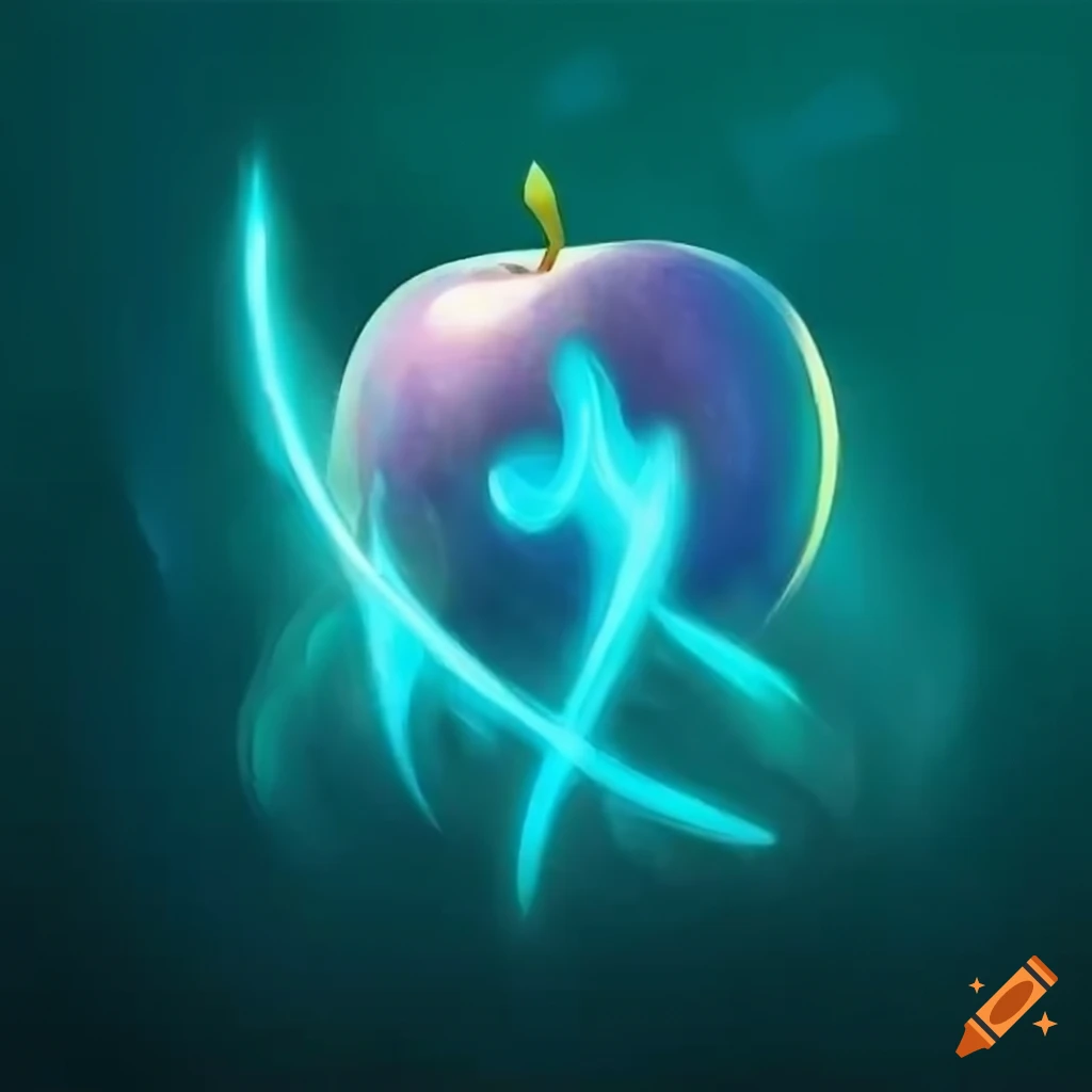 Fantasy card design with dropping apple and intricate fantasy details ...