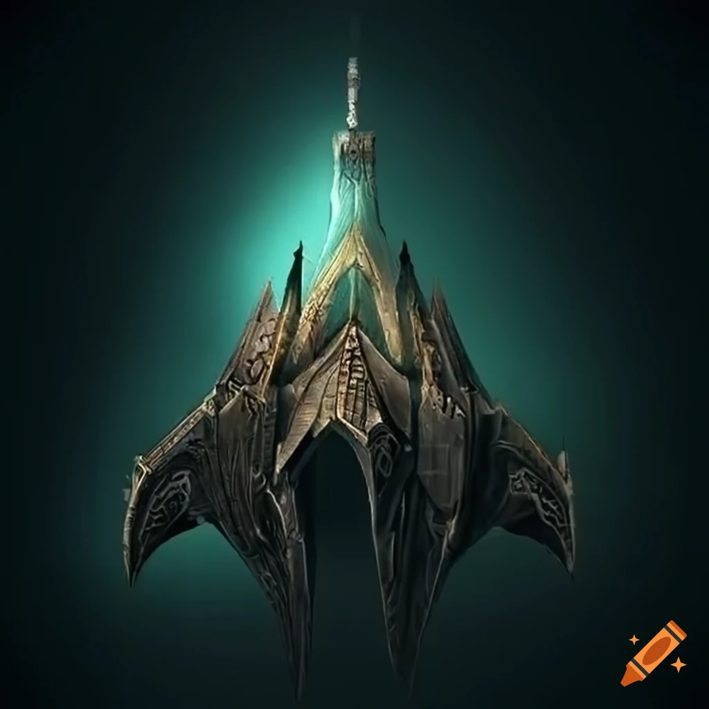 Spaceship inspired by sindarin elves with elegant, flowing design on ...