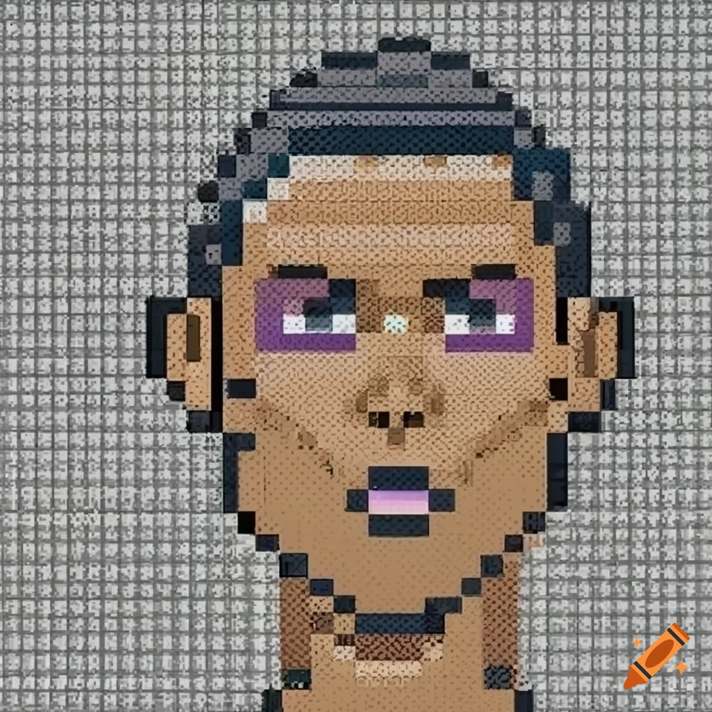 Closeup pixel art style depiction of Ronaldo's face on Craiyon