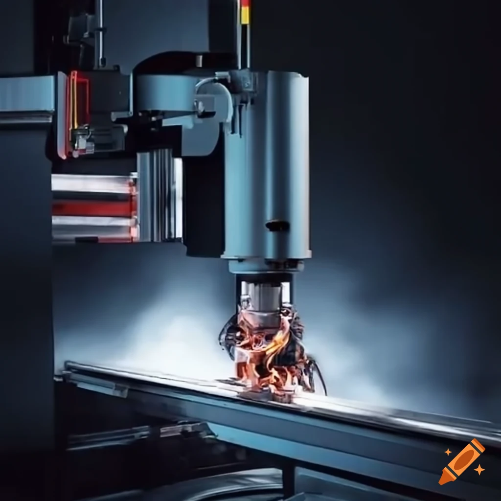 Heavy cnc mill with v8 engine and flames on Craiyon