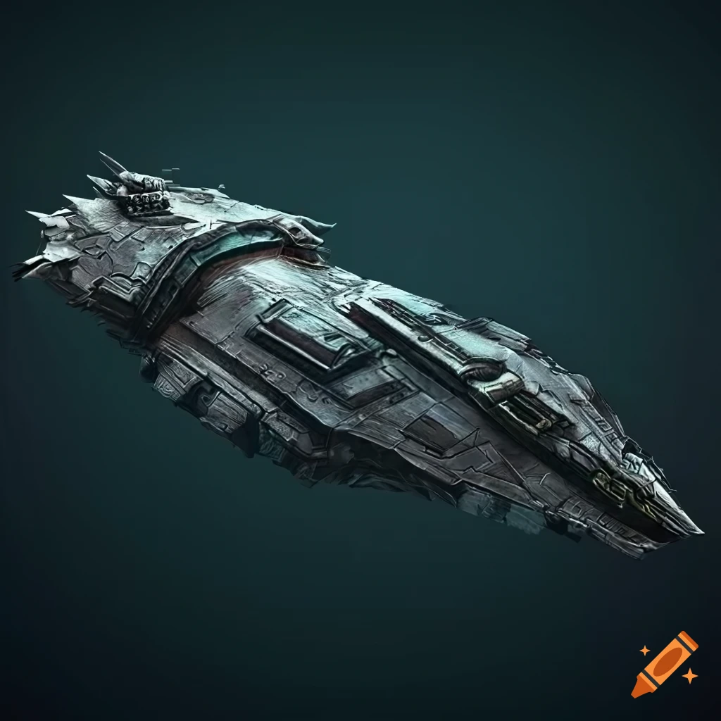Fantasy orc-inspired spaceship with rugged and aggressive design on Craiyon