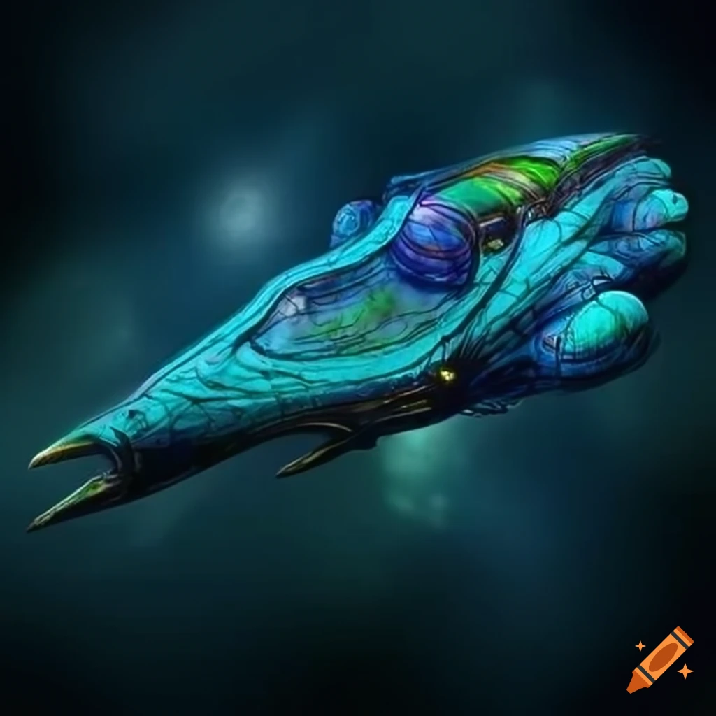 Elegant and ethereal spaceship inspired by sindarin elves on Craiyon