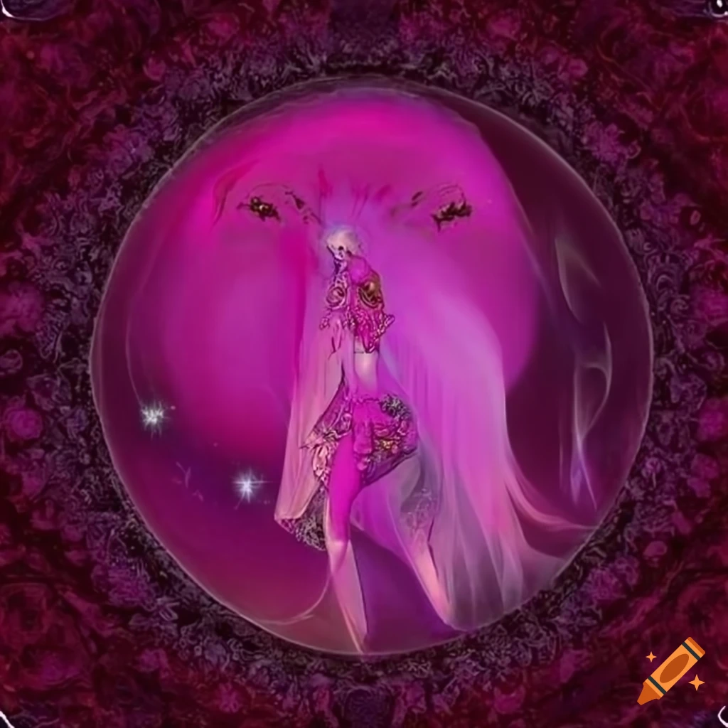 Pink infernal void with mutilated goddess in a serene pink setting on Craiyon