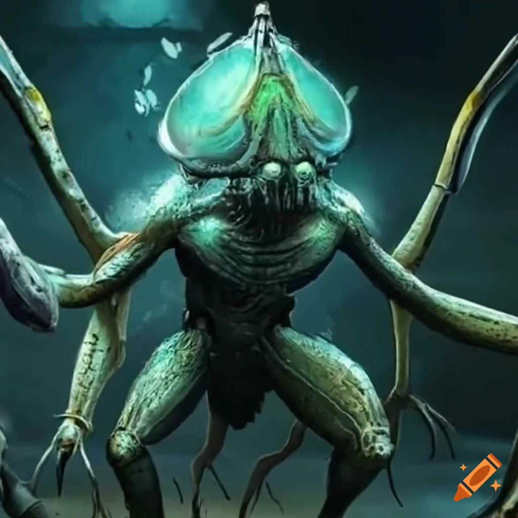 Alien insect-like space emperor with warcry on Craiyon