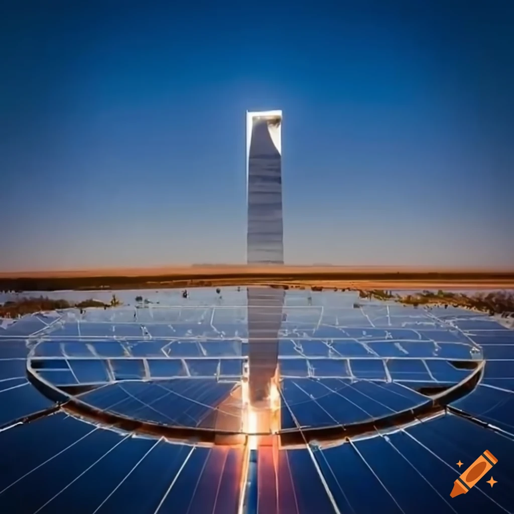 Gemasolar solar power plant in Sevilla with mirrors reflecting sunlight ...