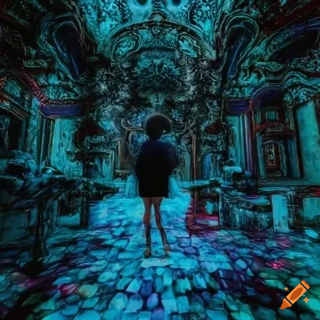 Abstract view of mirrors and metallic structures in a hyperrealistic 4k ...