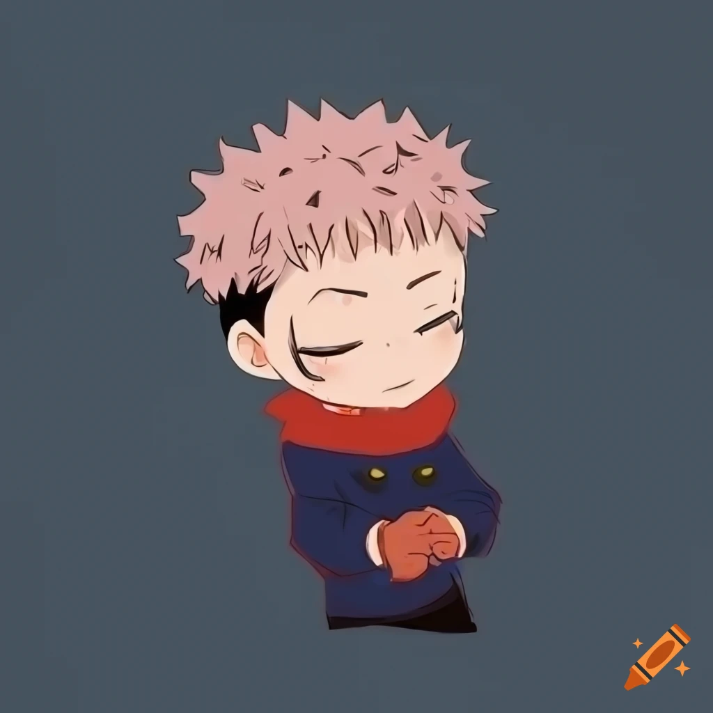 Chibi yuji itadori from jujutsu kaisen in a kawaii minimalist style on ...