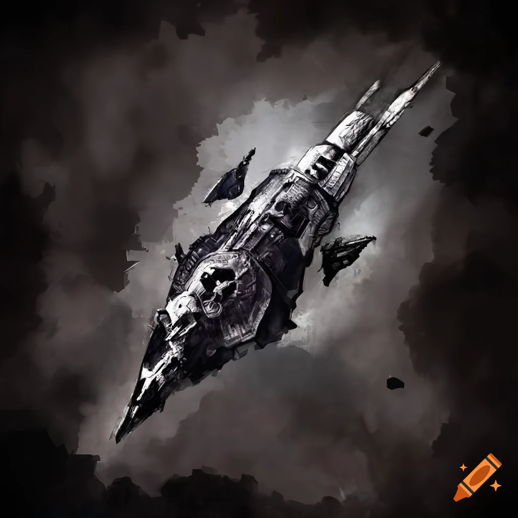 Fantasy Orc-inspired spaceship with rugged and brutal craftsmanship on ...
