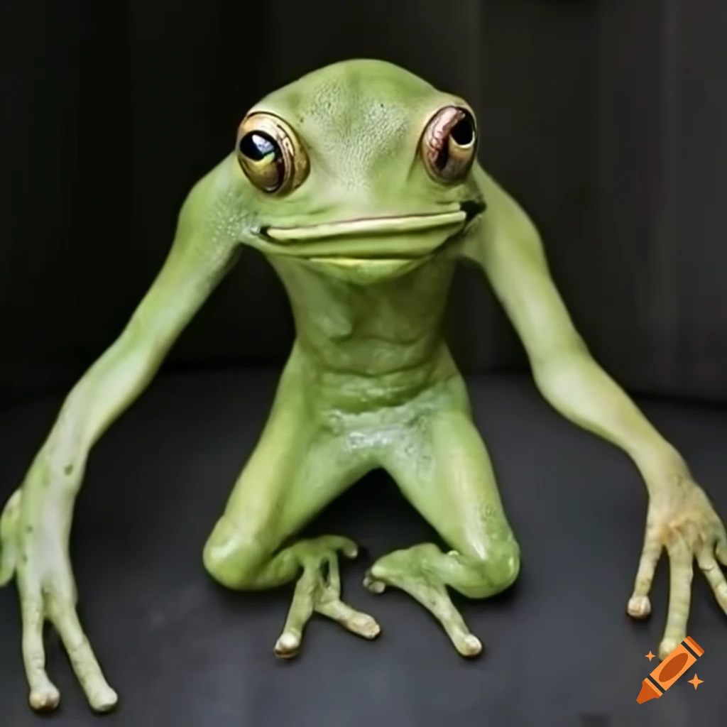 Realistic humanoid frog on Craiyon