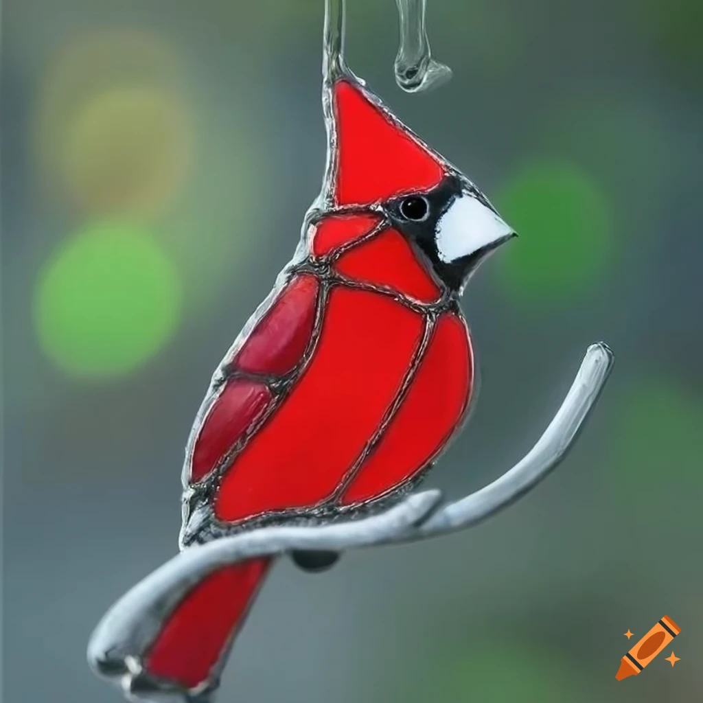 Stained glass cardinal bird design on Craiyon