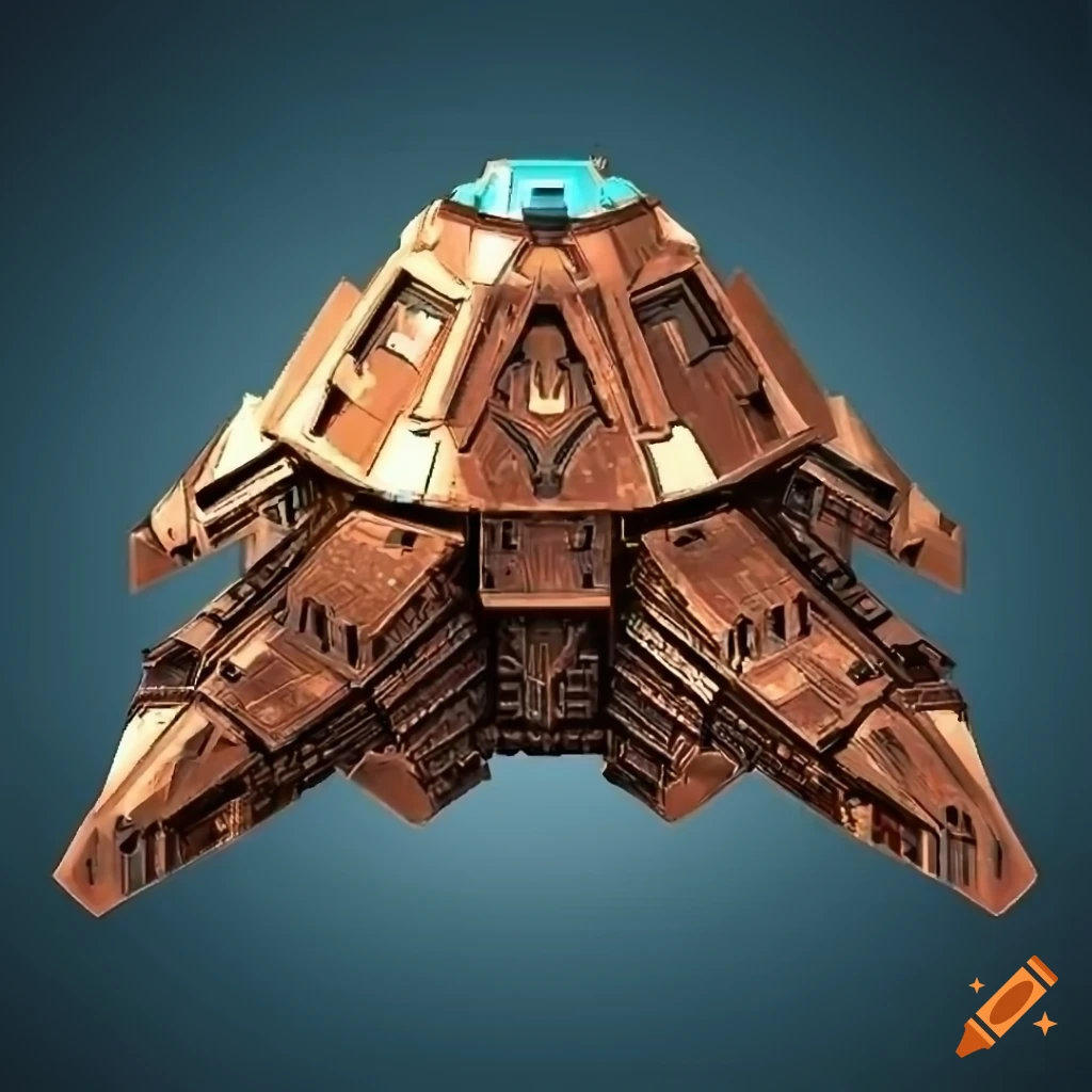 Video game spaceship with art deco design inspired by fantasy Dwarves ...