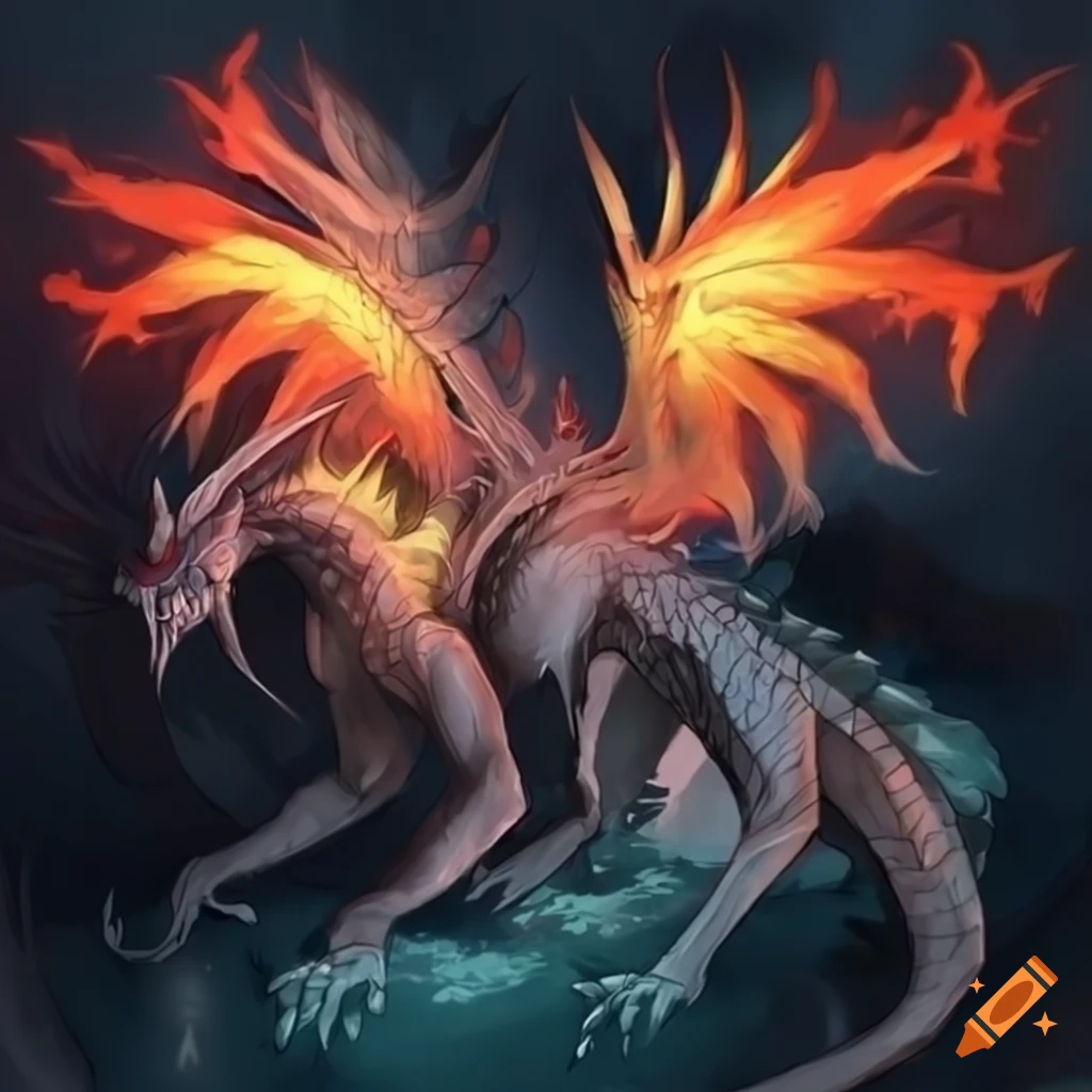 Anime-style fantasy dragon breathing toxic fire on Craiyon