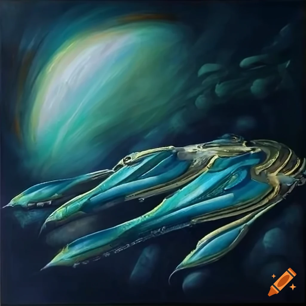 Sindarin elves inspired spaceship with sleek, flowing lines on Craiyon