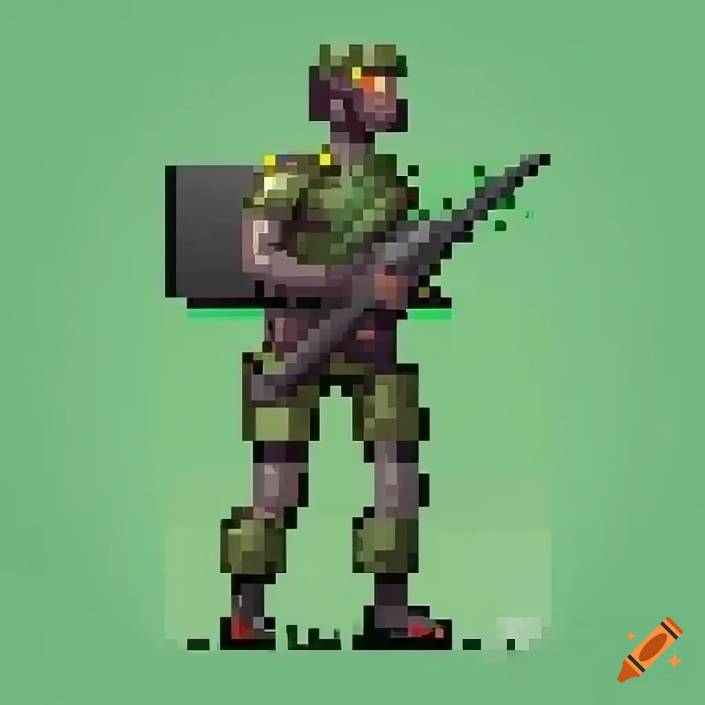 Soldado de cuerpo completo en estilo pixel art 2d on Craiyon