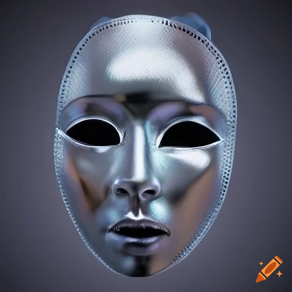 Shiny metallic mask reflecting technological devices on Craiyon