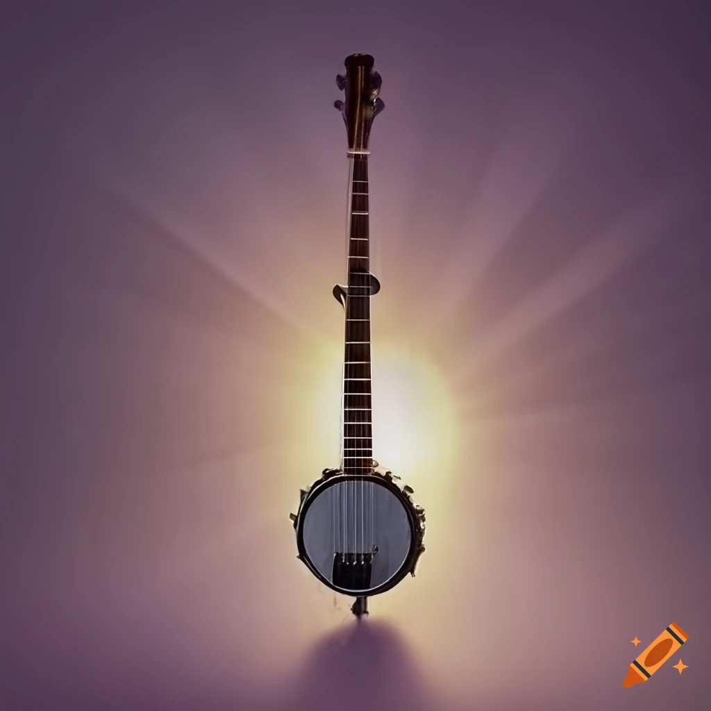 5 string banjo head with sun rays from the tone ring on Craiyon