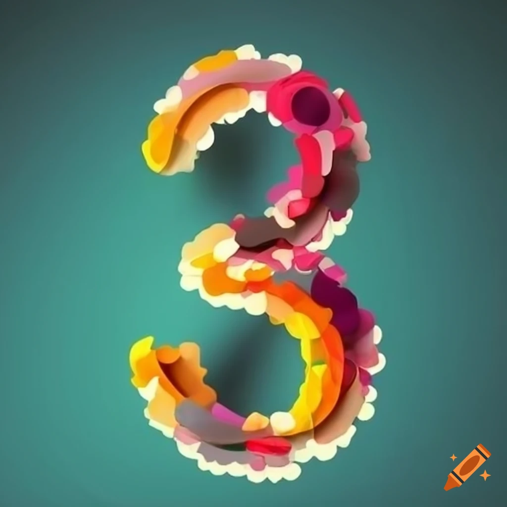Number 3 created with abstract colors and shapes on Craiyon