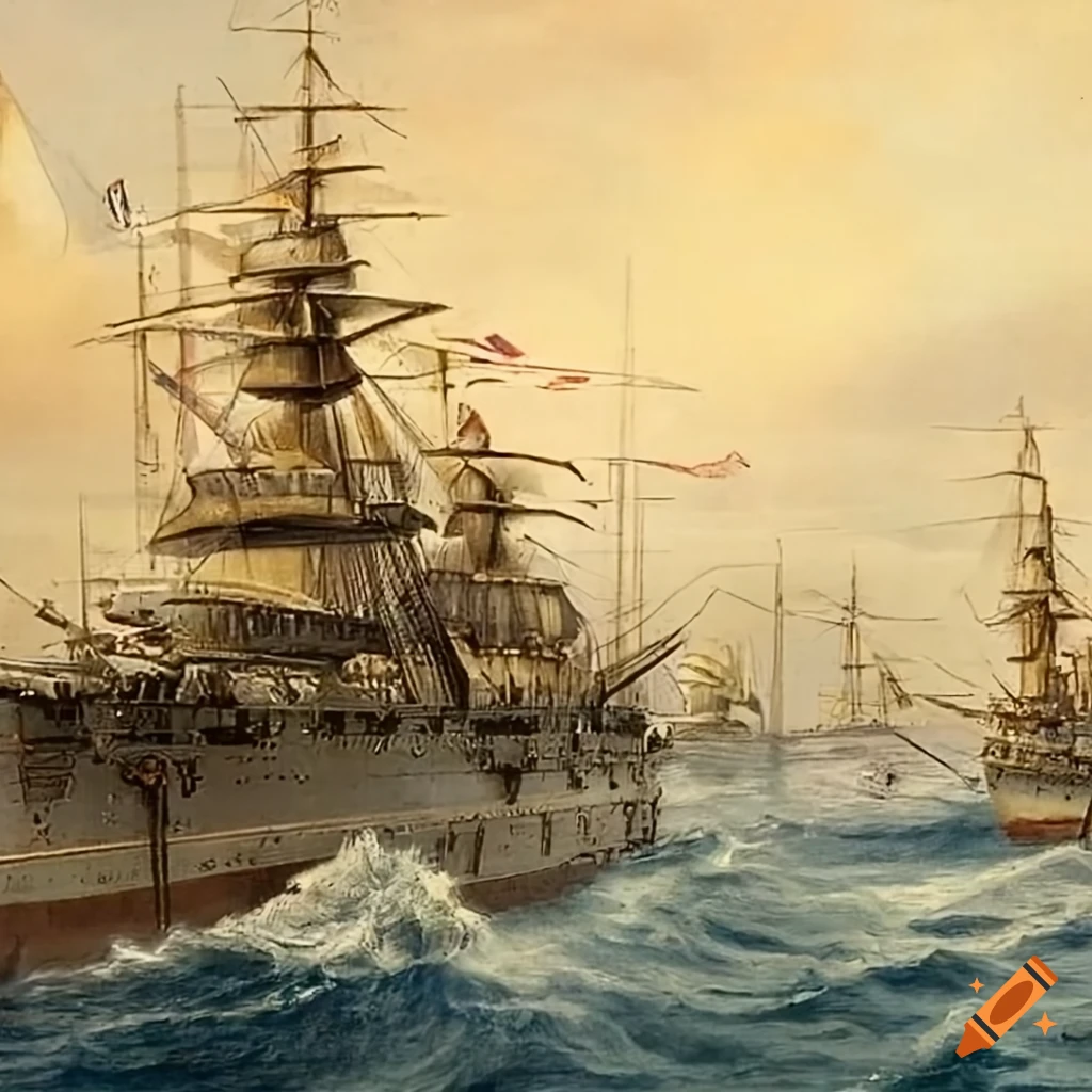 US Navy ships in battle mode from 1880 on Craiyon