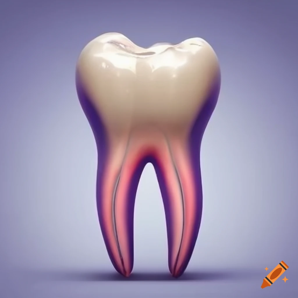 Transparent tooth showing root canal treatment on Craiyon