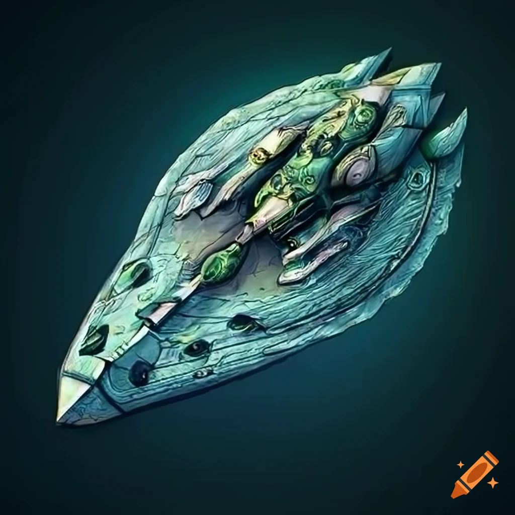 Elegant spaceship inspired by sindarin elves with sleek, flowing lines ...