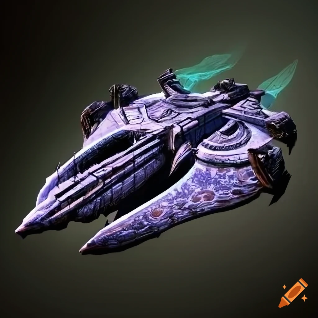 Spaceship inspired by sindarin elves with elegant, flowing design on ...