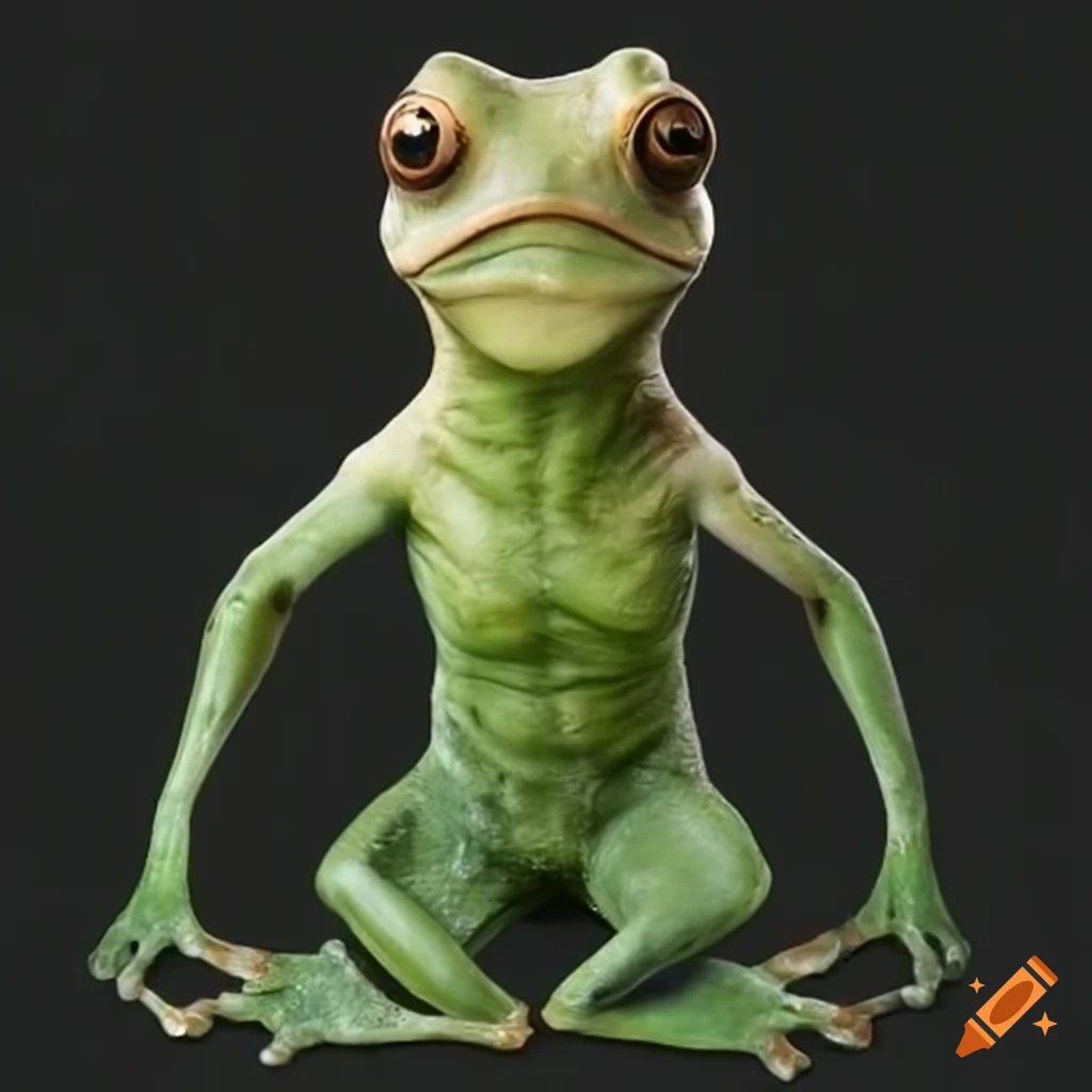 Realistic humanoid frog on Craiyon