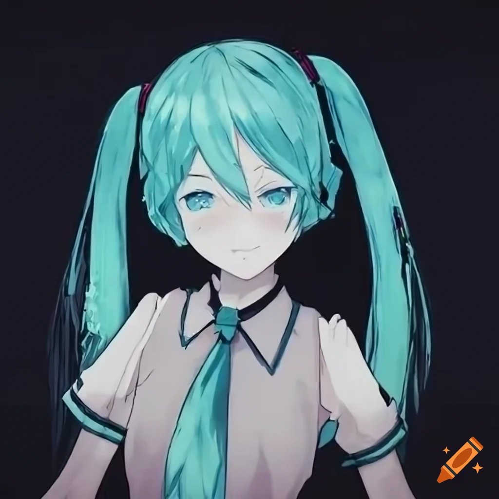 Hatsune Miku in a grunge anime style on Craiyon