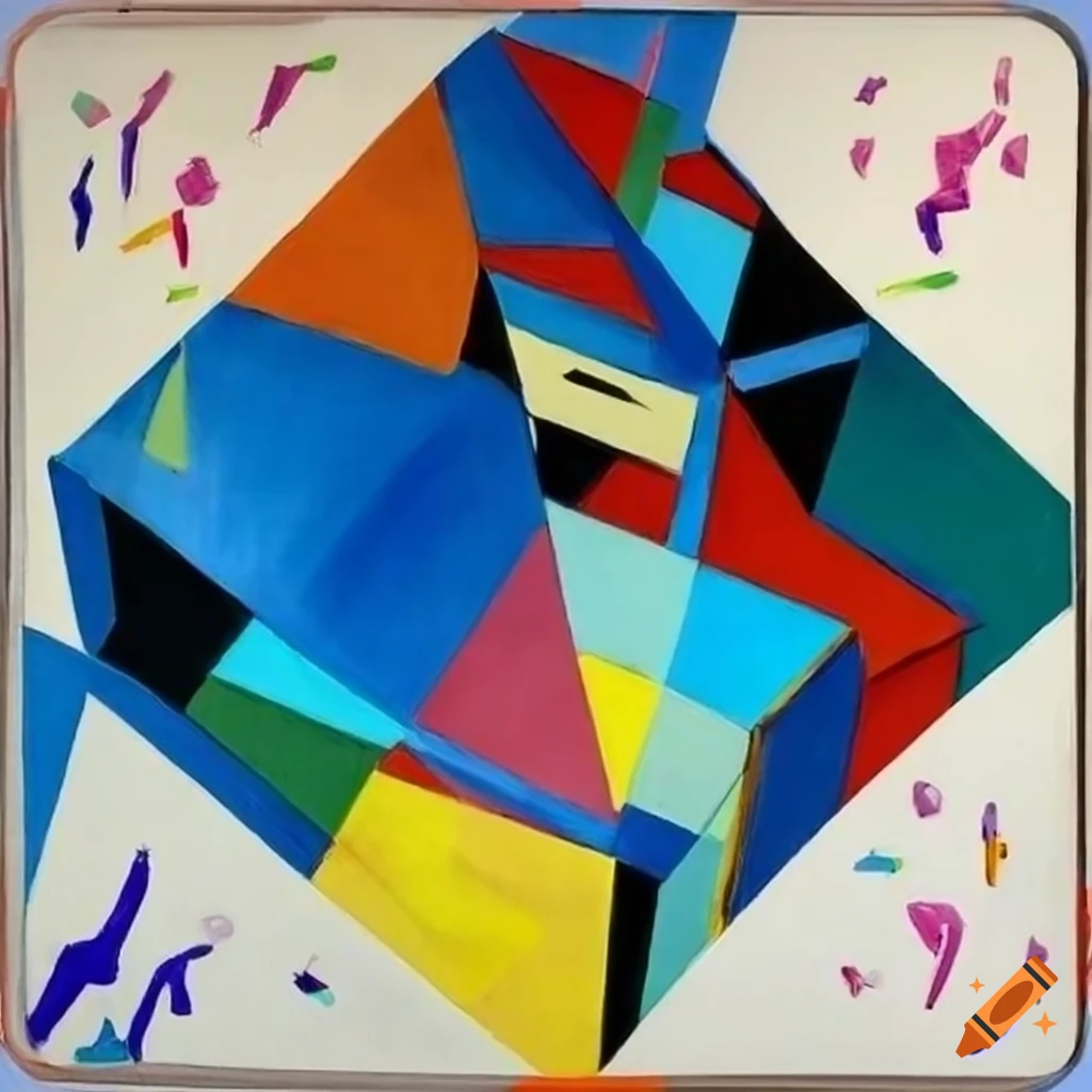 Giant spatial triple-faced superorganism in analytical cubism style on ...