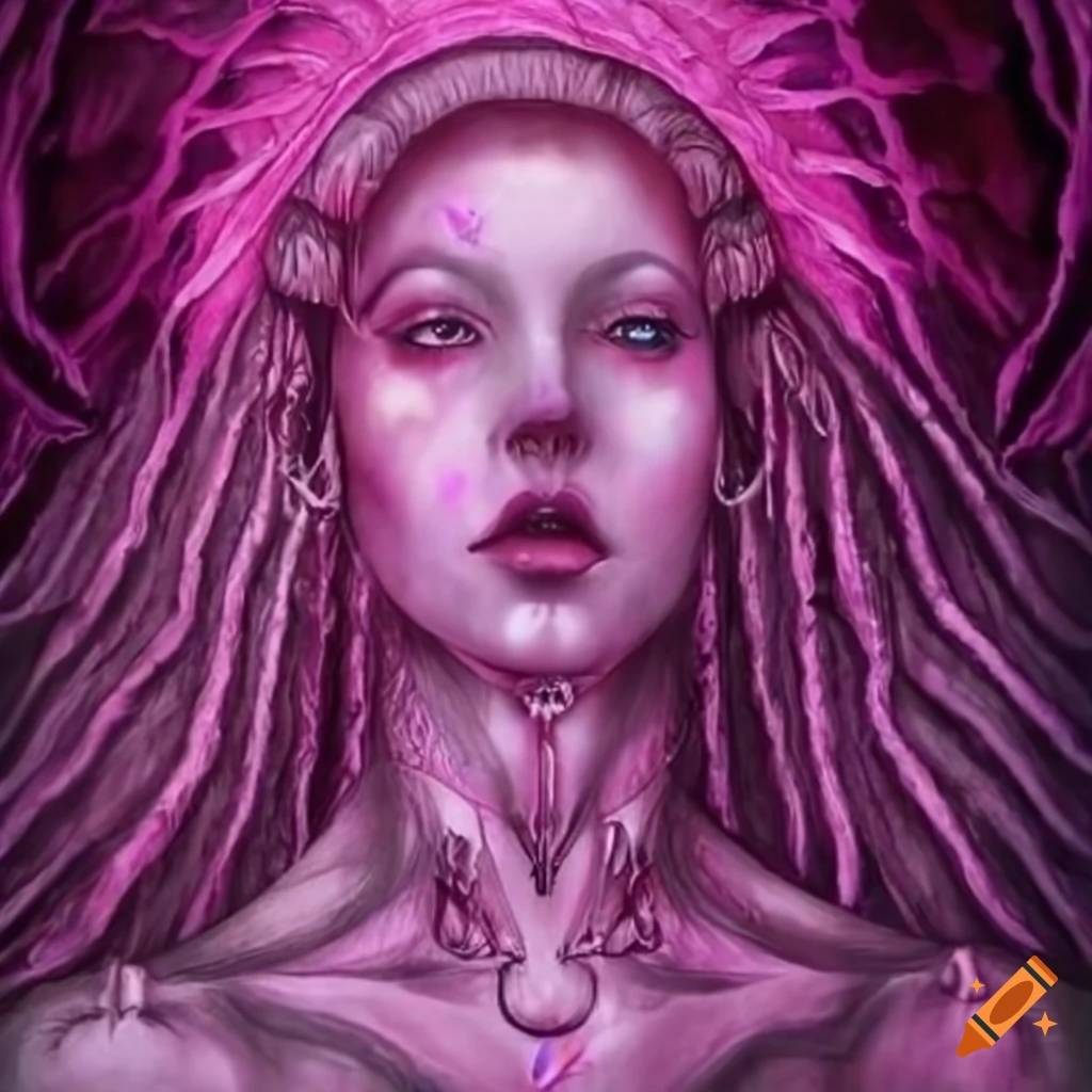 Pink infernal void with mutilated goddess in a serene pink setting on ...