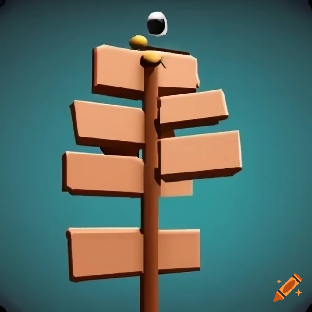 Signpost with multiple directions in roblox style on Craiyon