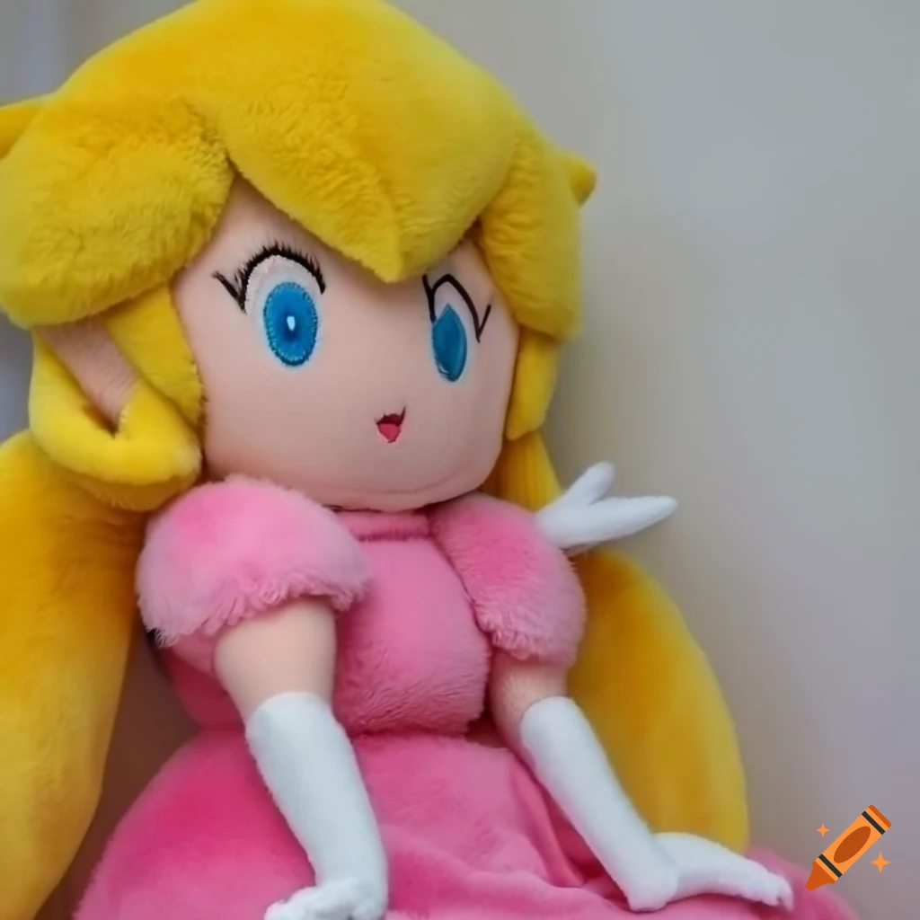 Princess Peach transformed into a large anime girl plush with fuzzy ...
