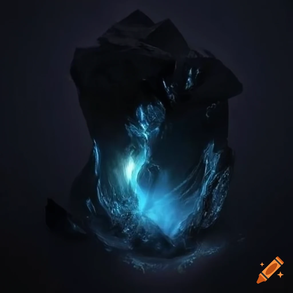 Blue diamond sprouting from black earth with sparkling effect on Craiyon