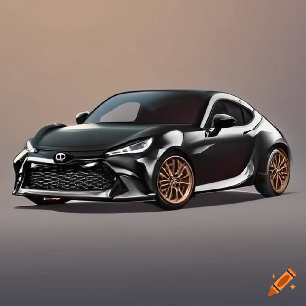 Cartoon black 2017 toyota gr86 with bronze wheels on Craiyon