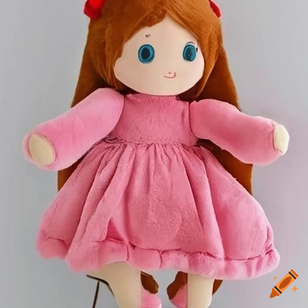 Very big plush doll girl with cute human-like features and cartoonish ...