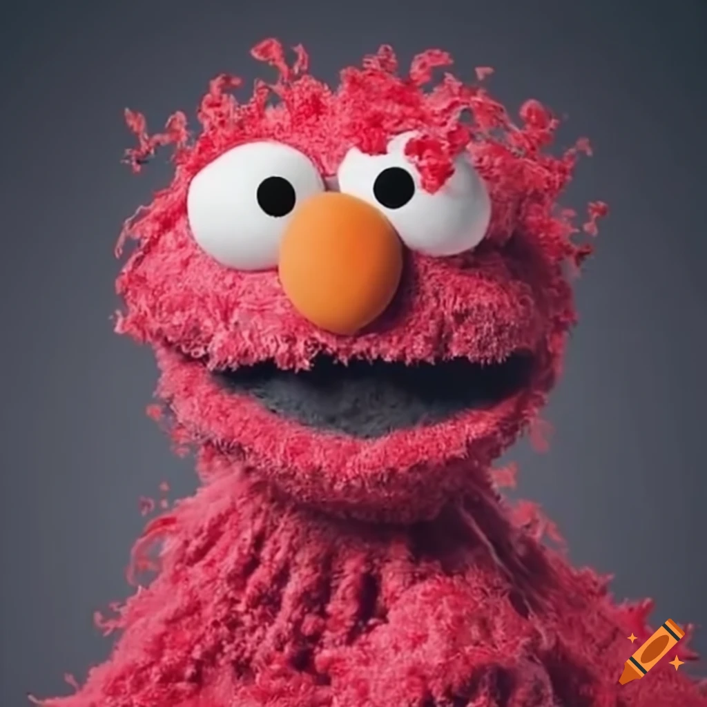 Elmo covered in powder on Craiyon