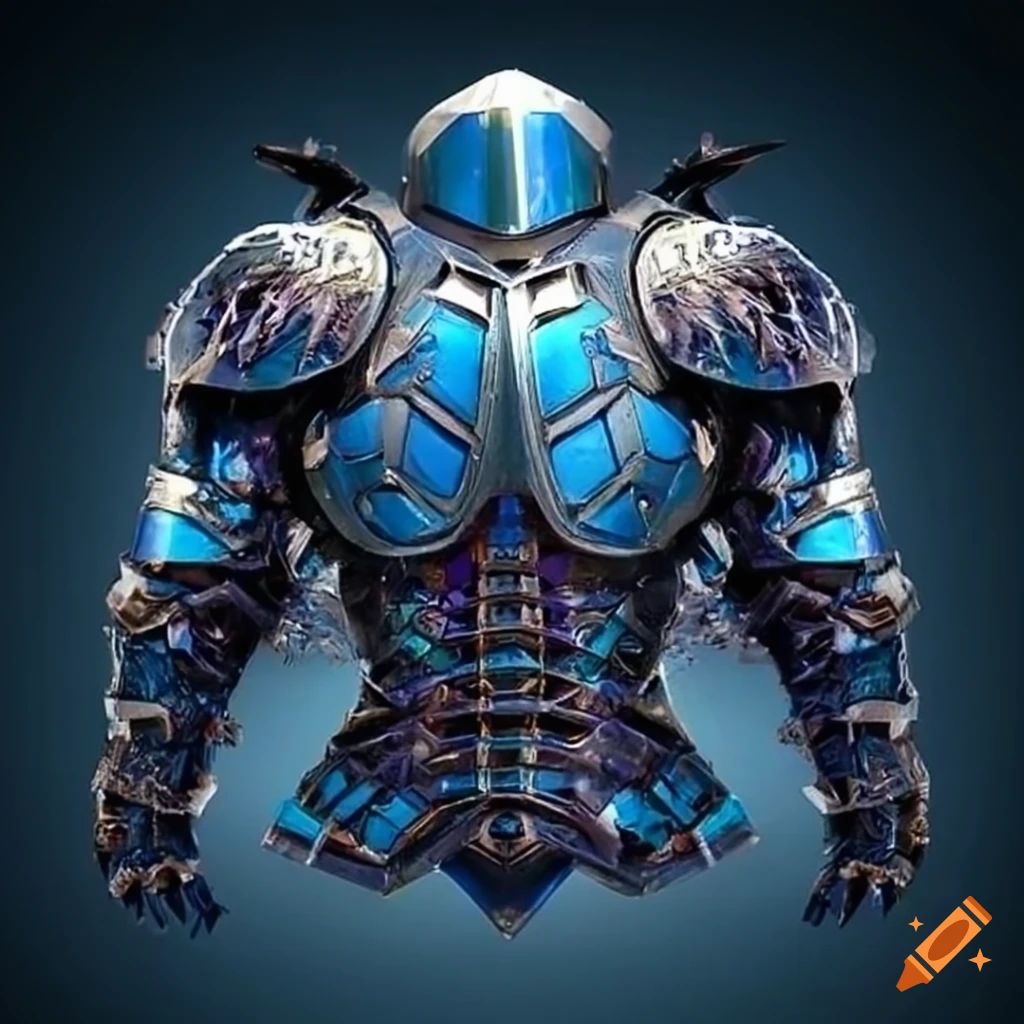 Front view of adorned magic massive body armor with vertical symmetry ...