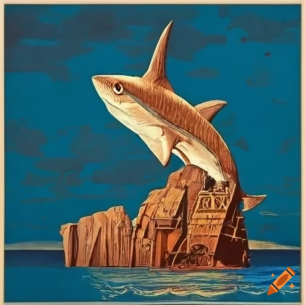 Vintage adventure travel poster with stave carvings in a vibrant ...