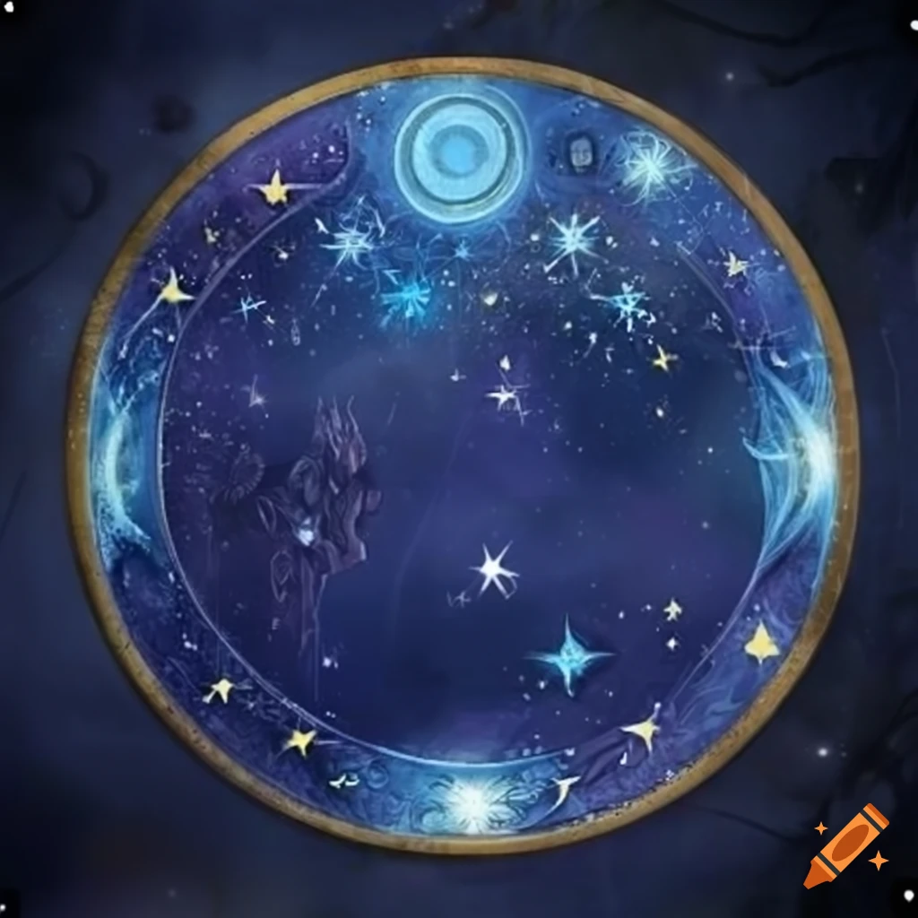 Celestial-themed round token border for dungeons & dragons adventures on Craiyon